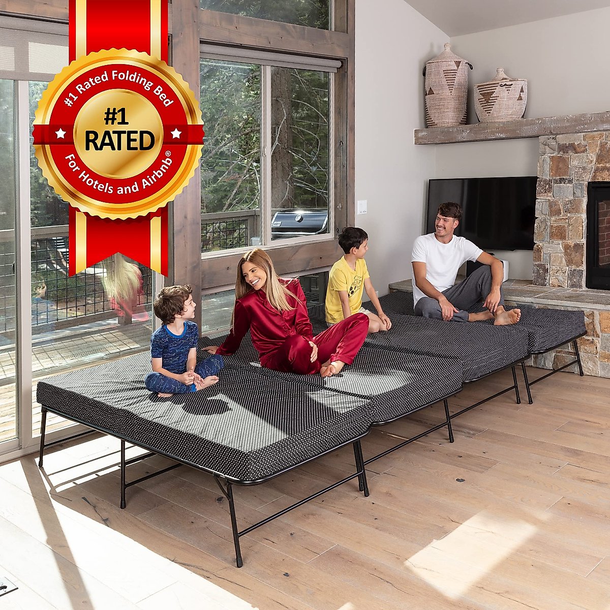 LiteBed­™ Folding Bed with Memory Foam Mattress - Portable Twin Fold Up Bed with Storage Bag - Luxurious Hideaway Foldable Bed with Frame - Foldaway Guest Bed for Adults & Kids - NO-RISK 100-DAY TRIAL