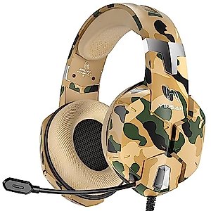 YINSAN Gaming Headset for Xbox One, PS4 Headset with Mic, Stereo Surround Sound, Noise Cancelling Microphone & One-Key Mute, Cool Camo Gaming Headphones for Nintendo Switch PS5 PC