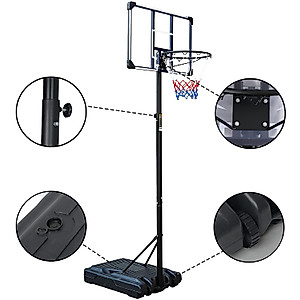 HooKung Portable Basketball Hoops & Goals 35.4 Inch Backboard Basketball System Height Adjustable 6.2ft -8.5ft for Adult Teenagers Indoor Outdoor Use