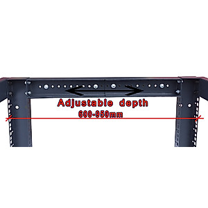 Sysracks 4 Post Open Frame Server Rack Mobile Relay with Wheels Casters for 19" Network Server AV IT Equipment Gear Rack Cabinet Adjustable Depth 24"-37" (22U)