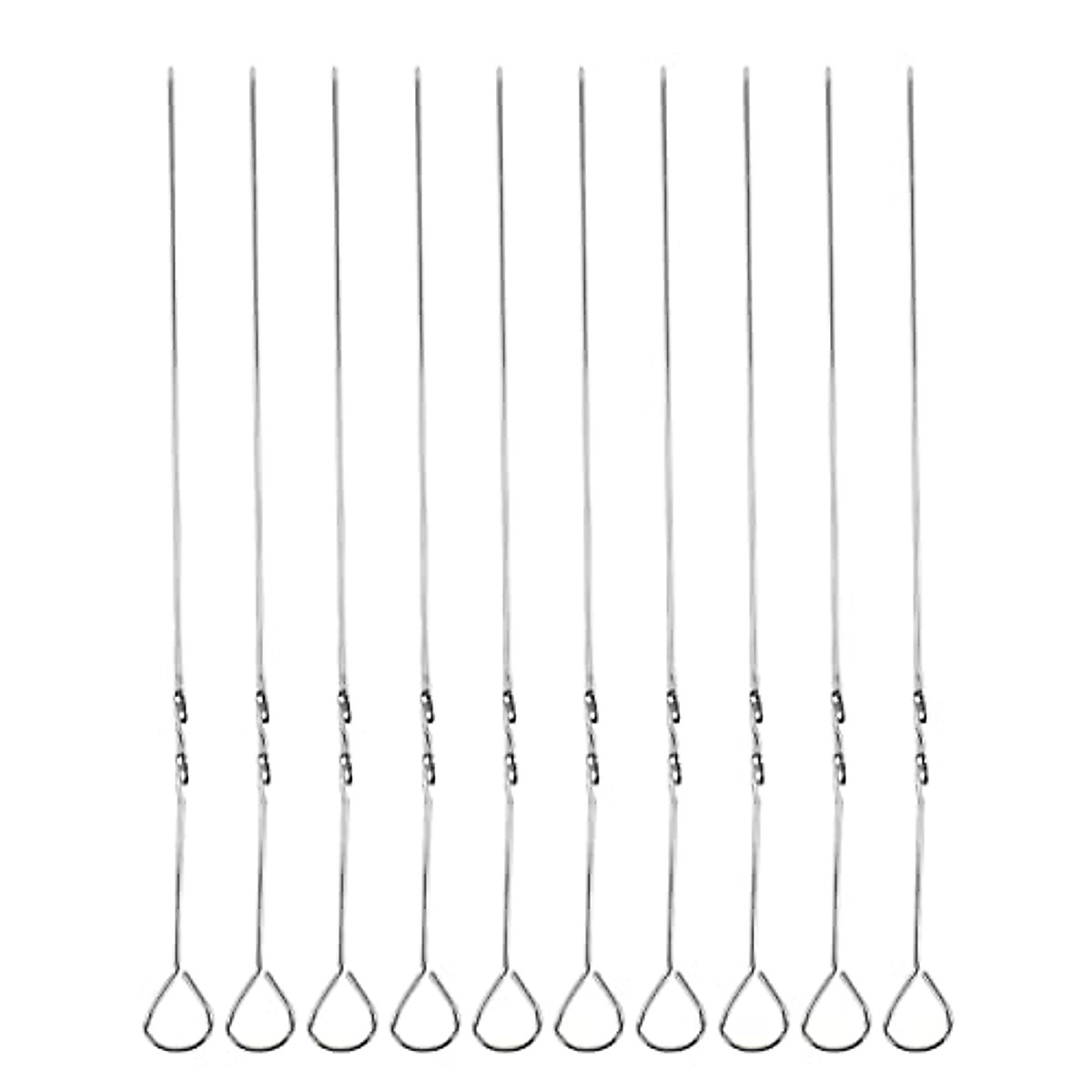 RvSky Garden kit Barbecue Skewer Flat Long Reusable Stainless Steel Kebab Sticks for Meat Vegetable Grilling 10pcs