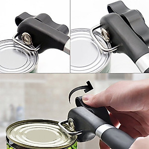 Macoior Can Opener,Manual Can Opener,Smooth Edge Safety Can Opener,Ergonomic Soft Grips Handle,Built in Food Grade Stainless Steel Can opener