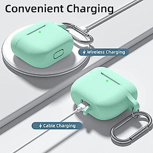 Adorve AirPods 3rd Generation Case Cover, Silicone Protective Accessories Case Skin with Keychain Compatible with Apple AirPod 3 Gen 2021 New for Women Men, 2 Pack, Mint Green, Sand Pink