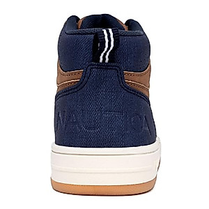 Nautica Boys High-Top Sneakers Lace-Up Trainers Basketball Style Shoes-Oakford Youth-Chestnut Navy Size-7