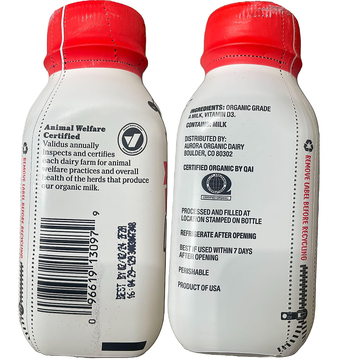 whole Milk Organic Shelf Stable Whole Milk Bottle, Kirkland Grass Fed Milk has Vitamin D & A2 Protein, Plus BETRULIGHT Fridge Decal - Single Serve, 8.0 Fl oz (Pack of 6)