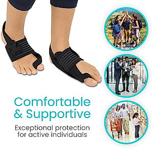 Vive Bunion Corrector for Women & Men Big Toe - Toe Separator Non-Surgical Hallux Valgus Correction, Hammer Toe Straightener Bunion Relief - Big Toe Brace Splint - Day Night Support 2 Pcs (Black)