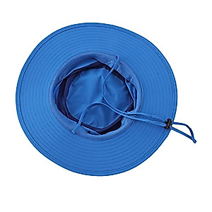 Home Prefer Men's Sun Hat UPF 50+ Wide Brim Bucket Hat Windproof Fishing Hats (Bright Blue)