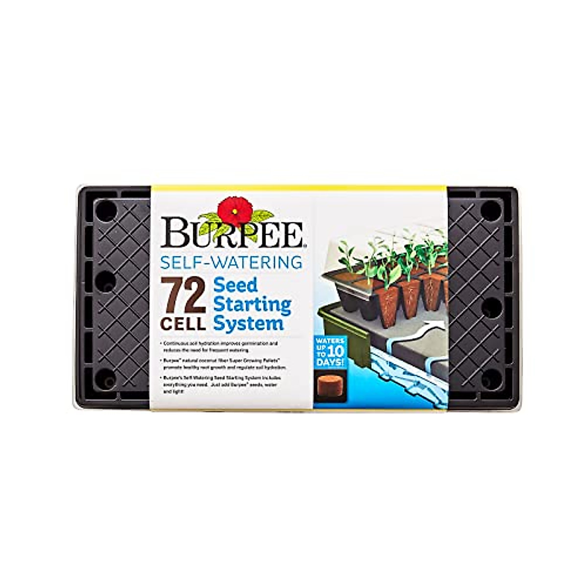 Burpee Self-Watering Seed Starter Tray, 72 Cells & SuperSeed Seed Starting Tray | 16 XL Cell | Reusable & Dishwasher Safe | for Starting Vegetable Seeds, Flower Seeds & Herb Seeds | Indoor Grow Kit