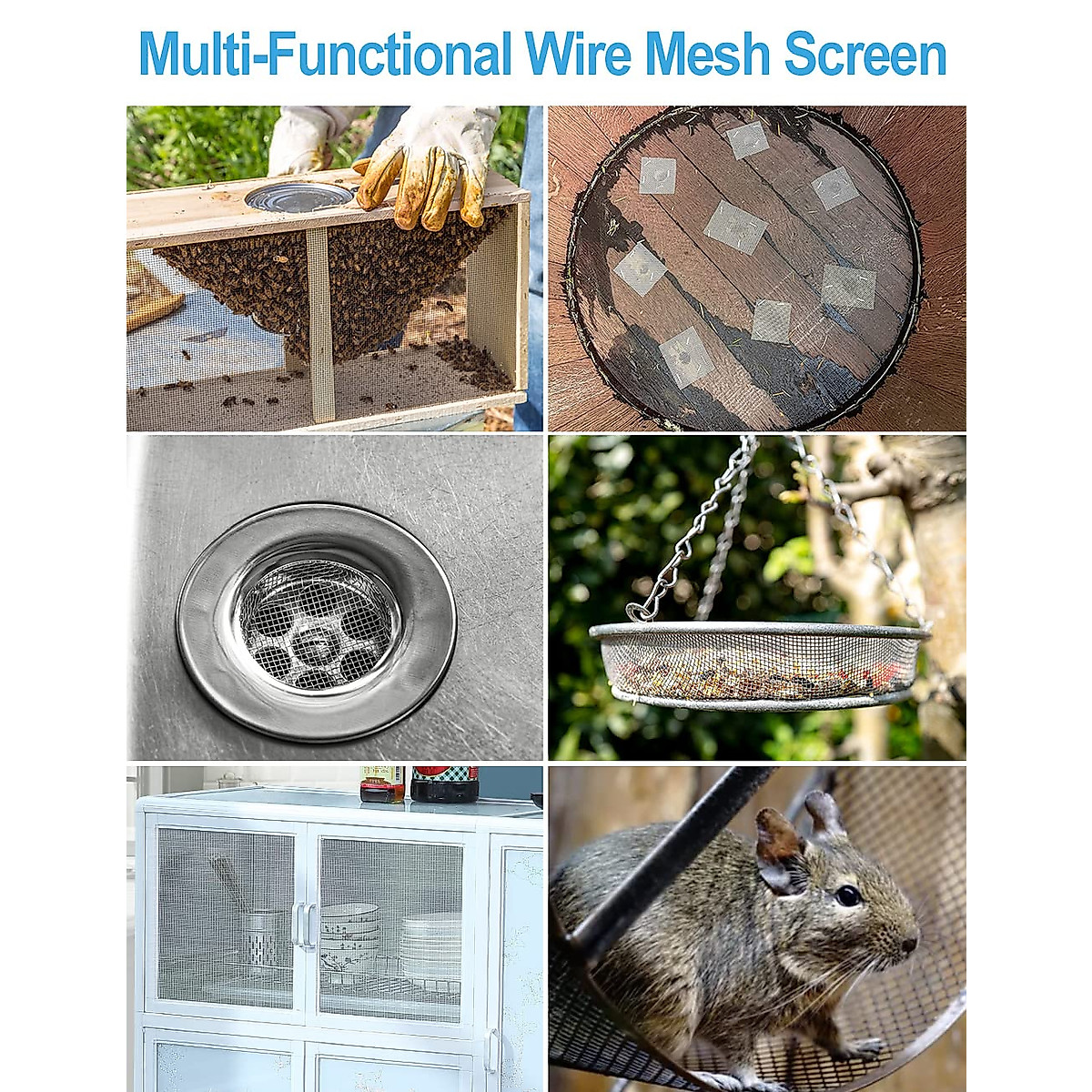 5 Pack Wire Mesh Screen 13.4'' x 9.5'' for Air Vent, 24cm x 34cm, 20 Mesh, 1mm Hole, 304 Stainless Steel Wire Mesh, Easy to Cut