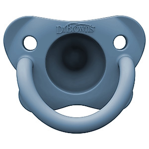 Dr. Brown's HappyPaci 100% Silicone Pacifier 0-6m, BPA Free, White, Blue, Light Blue, 3 Pack