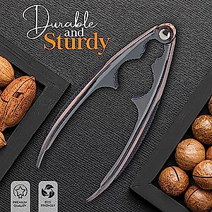 Alpine Cuisine Heavy-Duty Zinc Alloy Nut Cracker 6 Inch with Ergonomic Non-Slip Handle, 2 Different Cuts Nutcracker for Walnuts, Nuts, Walnuts, Hazelnut & Pistachio, Easy to crack - Antique Bronze