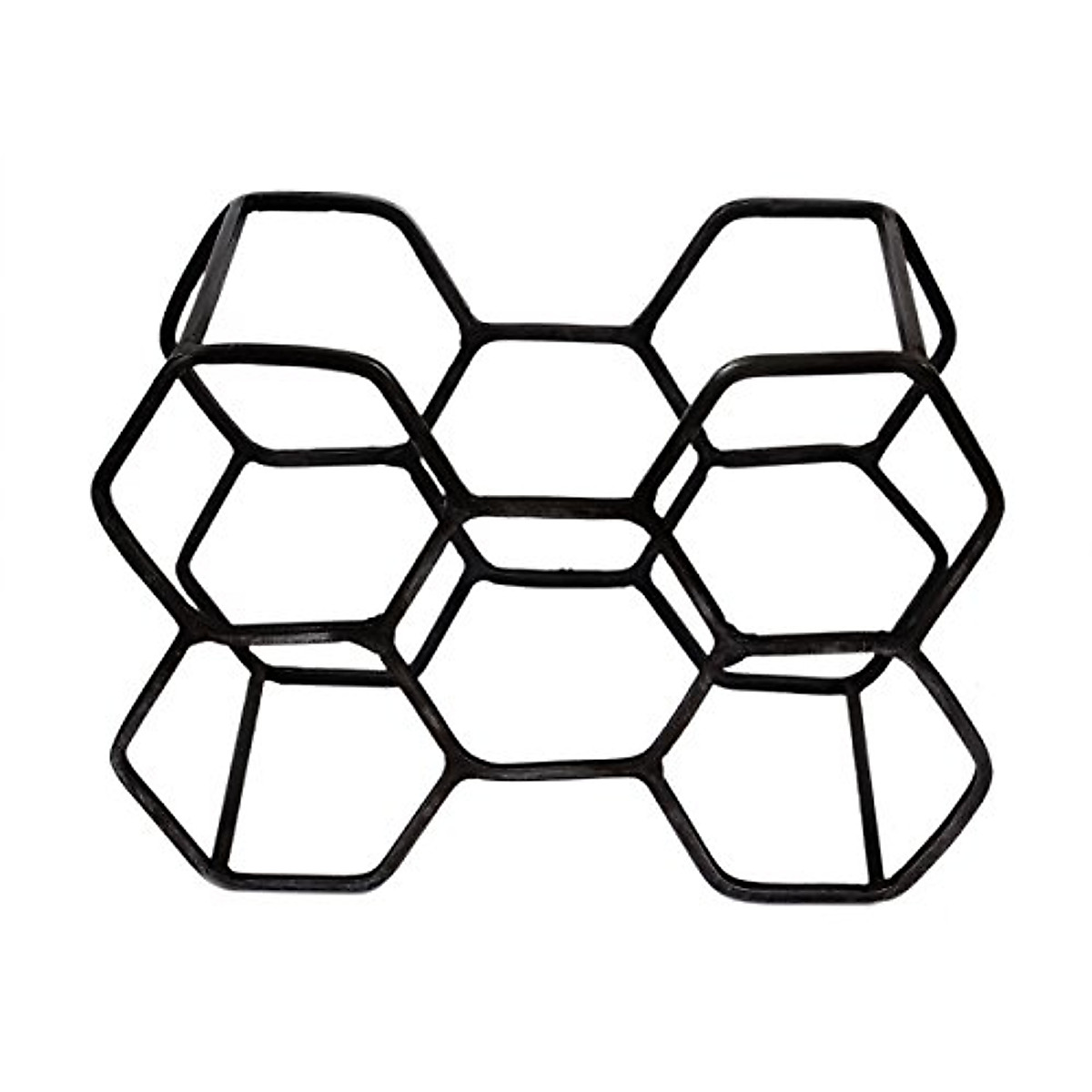 storeindya Wrought Iron Wine Rack Stand Bottle Holder with Natural Powder Coated in Carbon Black Iron Finish Holds up to Five Bottles