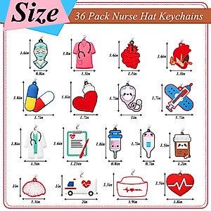 Henoyso 36 Pack Nurse Keychain Nurse Party Favors Nursing CNA Week Gift School Nurse Gifts CNA Appreciation Gifts RN Nurse Keychains(Elegant Style)