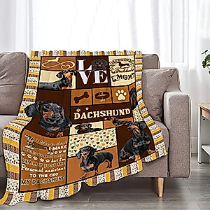 Dachshund Throw Blanket Dachshund Dog Print Blanket Gifts for Kids Adults Super Soft Cozy Warm Plush Fleece Flannel Blanket for Couch Bed Sofa Chair Living Room Dorm Decor 40''X50''