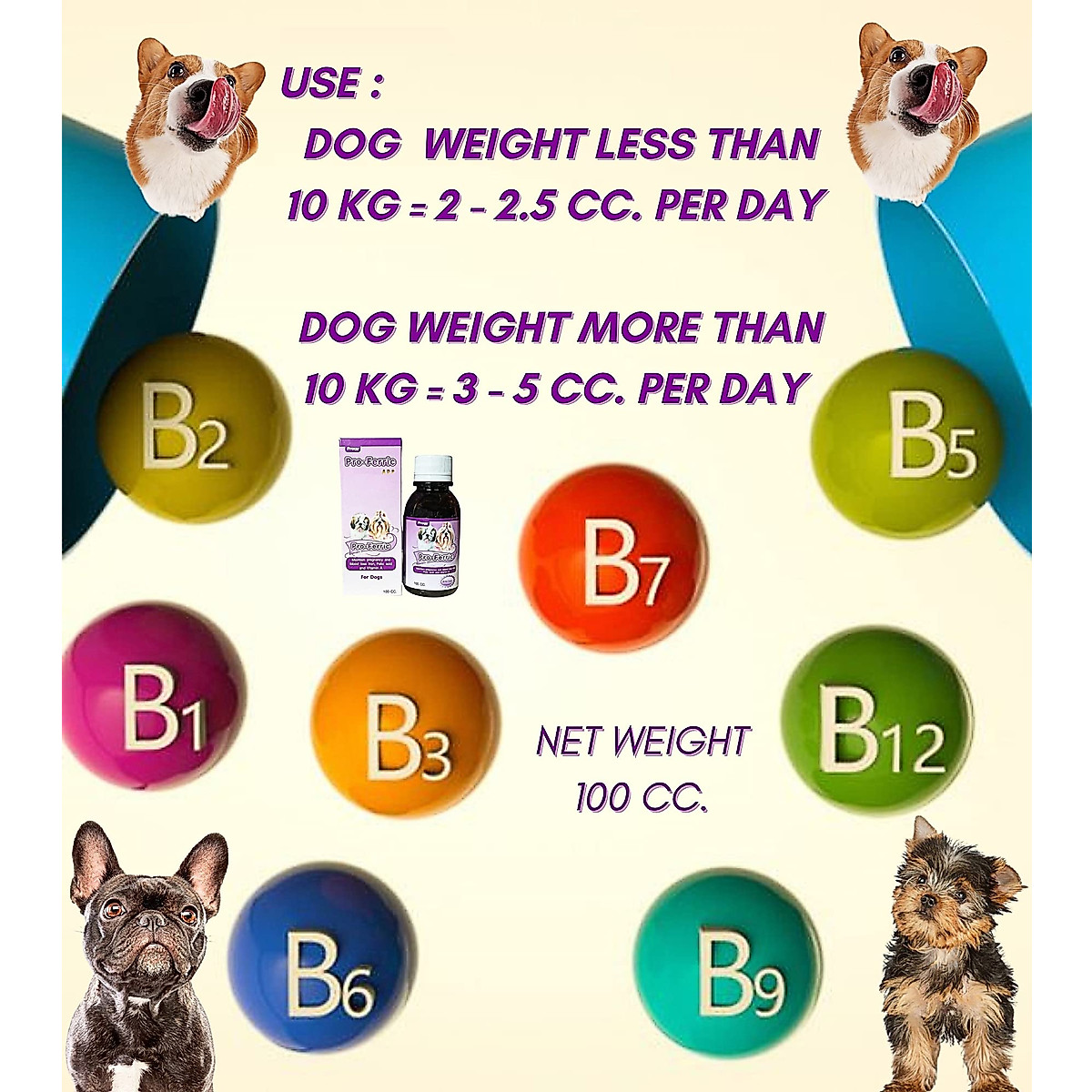 PROFERRIC 100 CC. Tonic Liquid Best Pet Booster Blood Support for Dogs Puppies Iron & Multi Vitamins Supplement Fast Increasing Animal Immunity Energy & Power, Folic B6 B12 Promotes Red Blood Cell