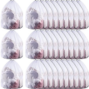 Fine Mesh Laundry Bag with Drawstring White Heavy Duty Mesh Bag Machine Washable Sheet Drawstring Bag Net Wash Bag Laundry Washing Bag for Delicates College Dorm, X-Large (12 Pcs)