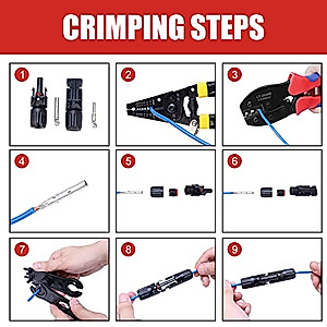 DEWINNER 39PCS Solar Crimping Tool Kits MC4 for 2.5/4/6mm², Wire Cable Cutter for AWG26-10 with 6 Sets Solar Panel Wire Connector