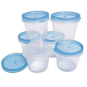 STRAWZY - 6 Sets, 1.2 OZ Reusable and Salad Dressing Container and Condiment Containers, Baby Food Storage Containers Microwave & Dishwasher Safe