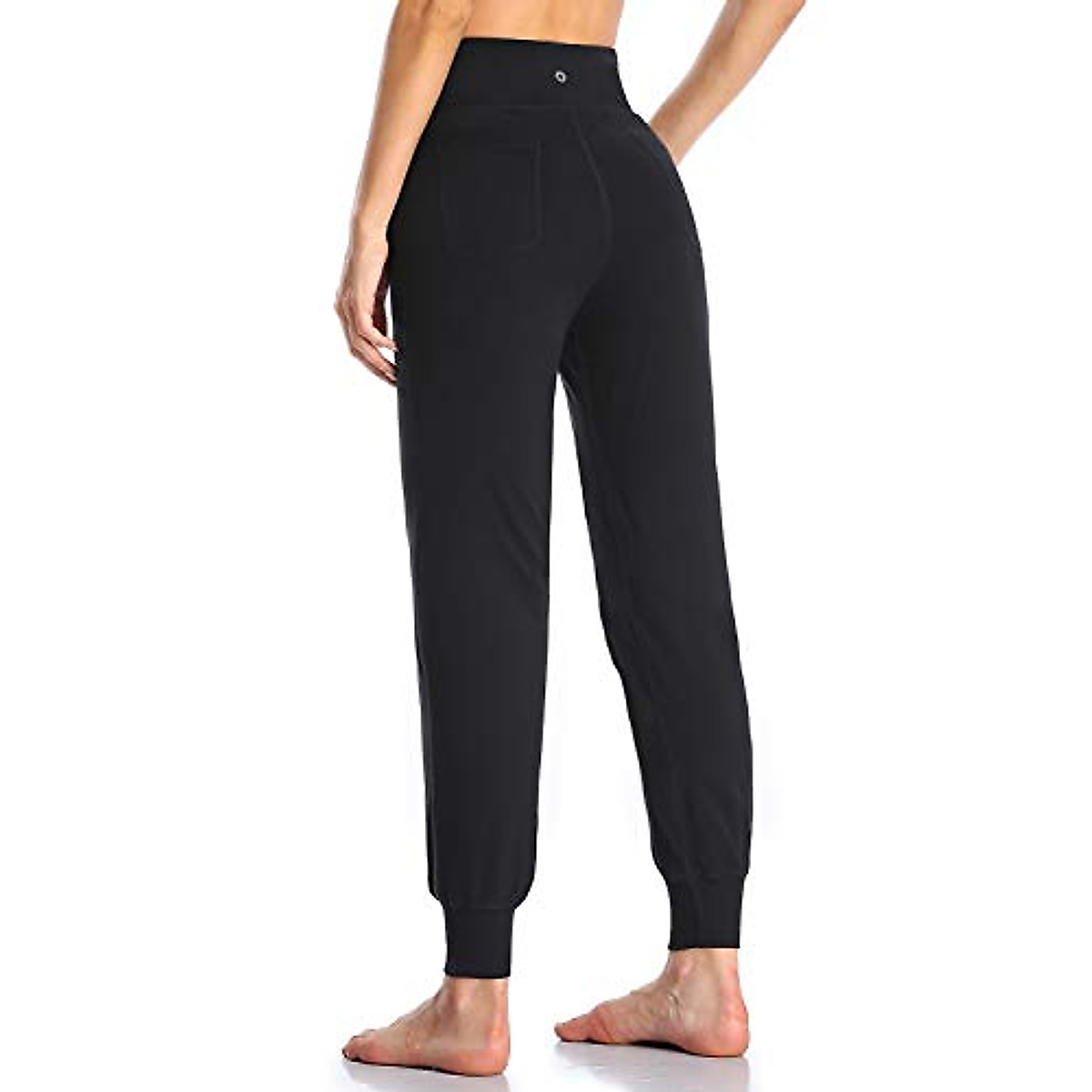 MOVE BEYOND Women's Buttery Soft Yoga Joggers 4 Pockets High Waist Lightweight Sweatpants Running Lounge Pants, Black, M