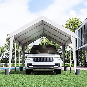 VEVOR Carport, 10x20 ft Heavy Duty Car Canopy Garage Boat Shelter Party Tent with 8 Reinforced Poles and 4 Weight Bags, UV Resistant Waterproof All-Season Tarp for SUV, F150, Car, Truck, Boat