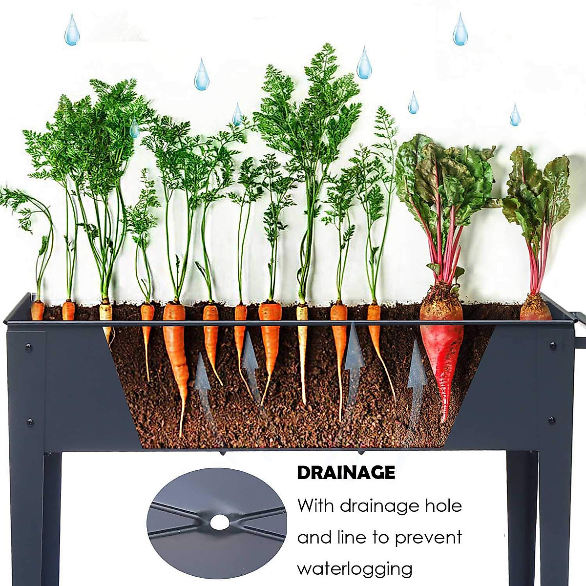 FOYUEE Raised Planter Box with Legs Outdoor Elevated Garden Bed On Wheels for Vegetables Flower Herb Patio