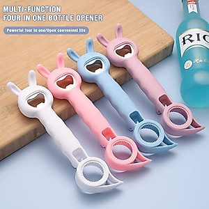 4 in 1 Bottle Opener, 4pcs Multifunction Jar Can Beer Bottle Opener, Kitchen Gadget Cap Opening with 4pcs Cartoon hook