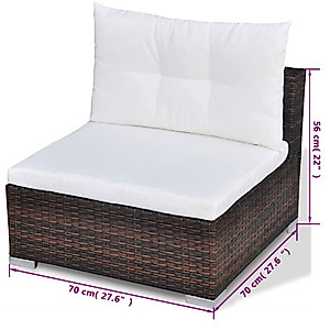 GOLINPEILO 10 Piece Outdoor Patio Furniture Sectional Sofa Set with Cushions & Coffee Table, All Weather Wicker Conversation Set for for Yard,Garden or Poolside, Poly Rattan Brown -AA