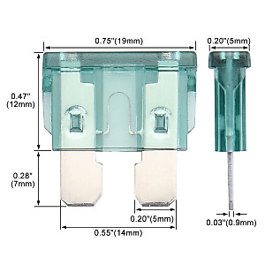 Baomain ATC-1 Clear Green ATO/ATC 1 Amp Fast-Acting Automotive Blade Fuses - Pack of 25
