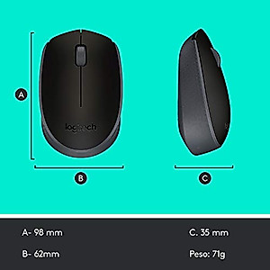 Logitech M170 Wireless Mouse for PC, Mac, Laptop, 2.4 GHz with USB Mini Receiver, Optical Tracking, 12-Months Battery Life, Ambidextrous - Black