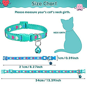 6 Pieces Cat Collar with Bell Kitten Breakaway Collar Heart Pattern Adjustable Safe Baby Kitten Collars Lollipop Spring Summer Cat Collars for Girl Boy Cats