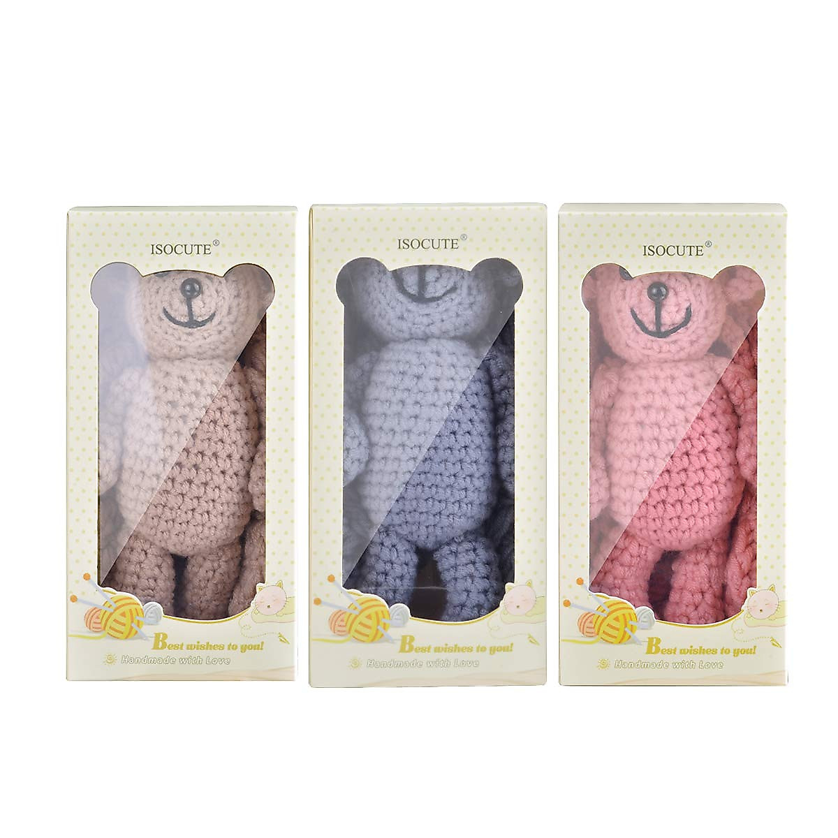 ISOCUTE Newborn Photography Outfits Baby Photoshoot Props Boy Girl Hat Bear Infant First Picture Photo Gift Box Khaki