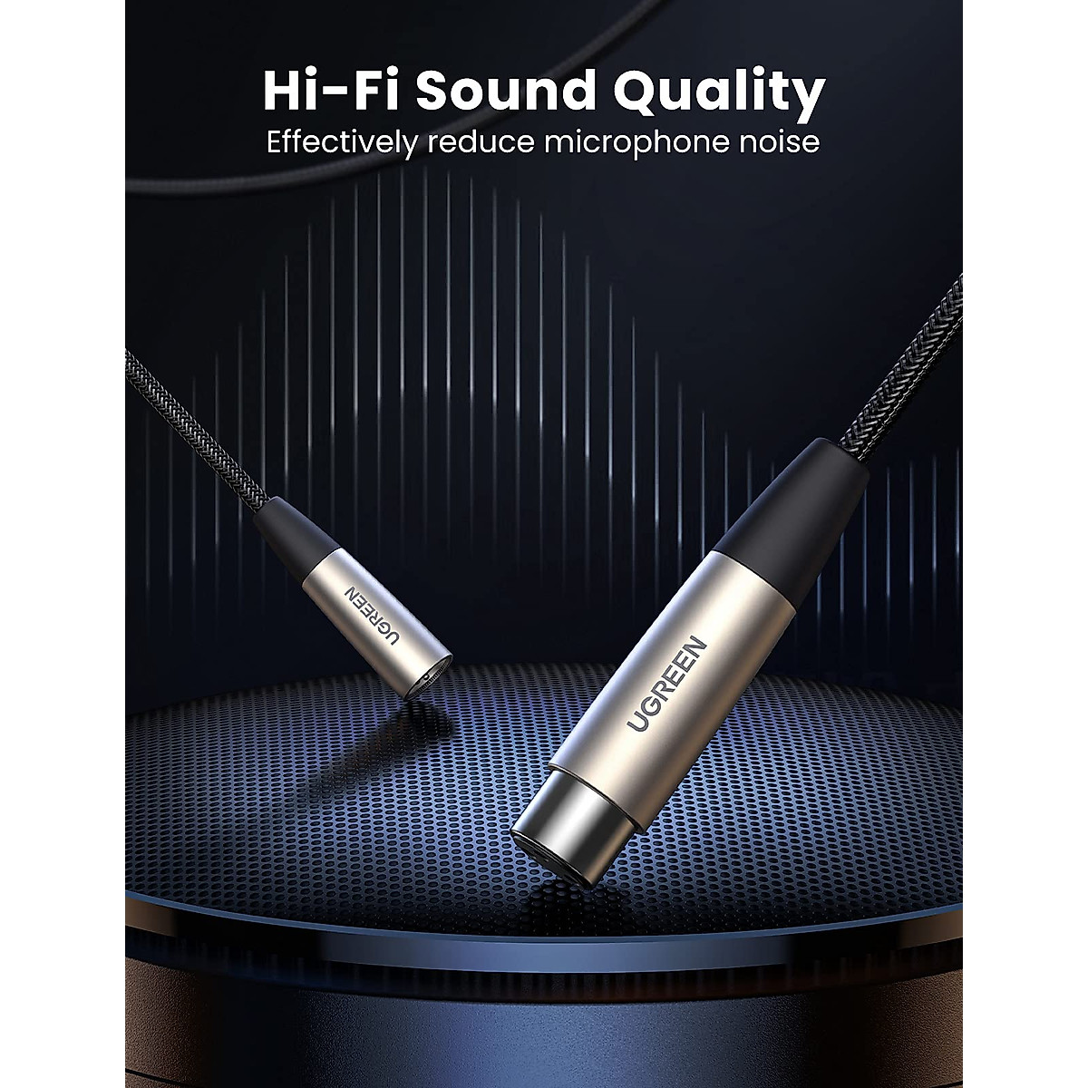 UGREEN XLR Cable, 3FT Microphone Cable Nylon Braided XLR Male to Female Zinc Alloy Wire Compatible with Shure SM Microphone Speaker Mixer Amplifier Audio Device