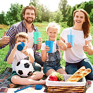Reusable 10oz Wheat Straw Cups, Durable Water Cups With Lids and Straws for Kids, Chip Resistant Tumbler and Unbreakable Kitchen Drinking Cups, BPA free, Microwave & Dishwasher Safe