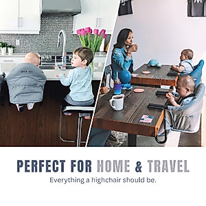 Guzzie+Guss Portable Clip on High Chair for Baby Seat - Folding and Easy Setup for Travel, Home, Restaurants, Picnics - Machine Washable Fabric - Charcoal