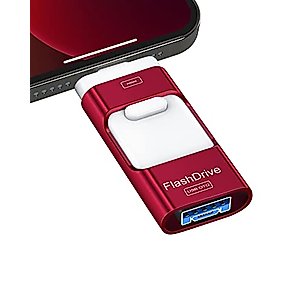 Sunany Flash Drive 128GB, USB Memory Stick External Storage Thumb Drive Compatible for Phone, Pad, Android, PC and More Devices (Red)