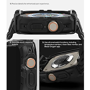 Ringke Fusion-X Guard [Watch Band + Case] Compatible with Apple Watch Ultra 2 Band with Case and Designed for Apple Watch Ultra, Shockproof Rugged Stainless Steel Guard Cover - Black