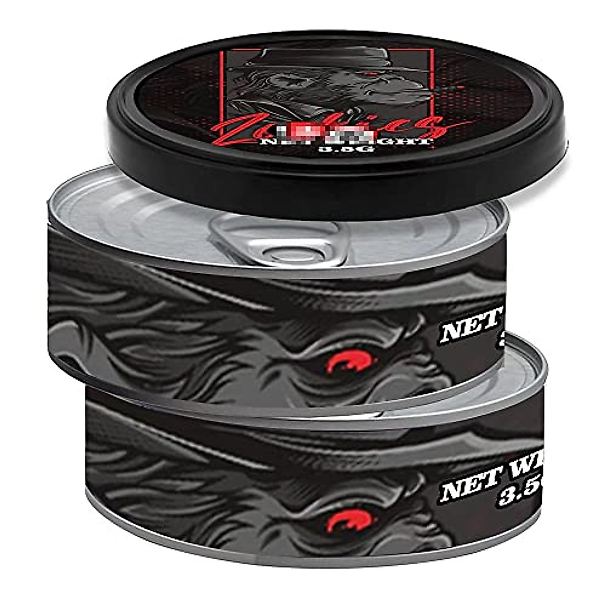 Self-Seal Cali Tin Can, Pressitin Cans with Ring Lid and Label, Side Stickers, Tin Tuna Can - No Tools Needed - 100ml/3.5g