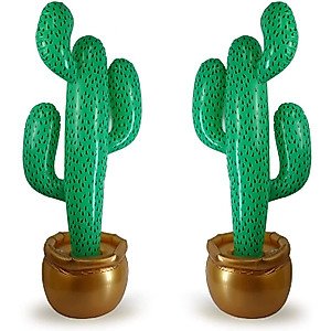 GiftExpress 2 Pack Inflatable 36" Cactus Prop Décor for Mexicano Fiesta Theme Party Decorations, Cinco De Mayo Prop, Hawaiian Pool Party, Desert Western Cowboy Theme Party (36" - 2 Pack)