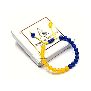 Ukraine Bracelet, Ukraine Flag Healing Crystal Bracelet - Ukraine Jewelry for Women Men Kids (Blue - Yellow Quartz Beaded)
