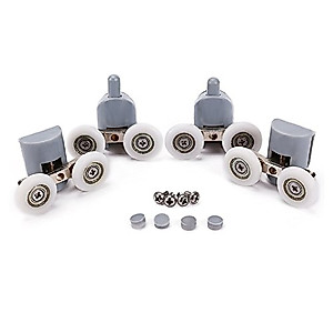 Shower Door Wheels, Lance Home 8Pcs Double Twin Top / Bottom Shower Door Rollers / Runners / Pulleys / Wheels Bathroom Replacement Parts 25mm Diameter