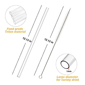 6Pack Replacement Straws for Owala 40oz Tumbler, Alwenid Reusable Clear Straws with Cleaning Brush, Compatible with Owala Water Bottle Cup Mug Accessories