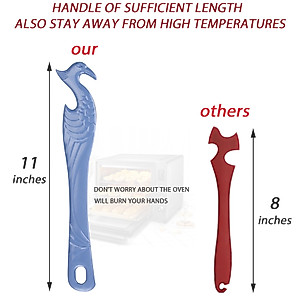 Oven Rack Push Pull Tool 2-Pack oven rack puller push pull stick tool(11 Inch), oven rack pullers with longer handle suitable for oven, toaster oven, air fryer, toaster oven (2, blue (colour))