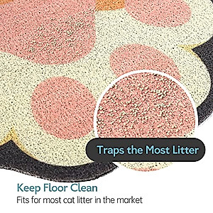 Rarenut Cute Cat Litter Trapping Mat 24”x16”, Traps Mess from Litter Box and Pet Food Bowl, Soft on Kitty Paws, Easy Clean, Anti Slip, Pet Accessories, Door Floor mats - Black paw