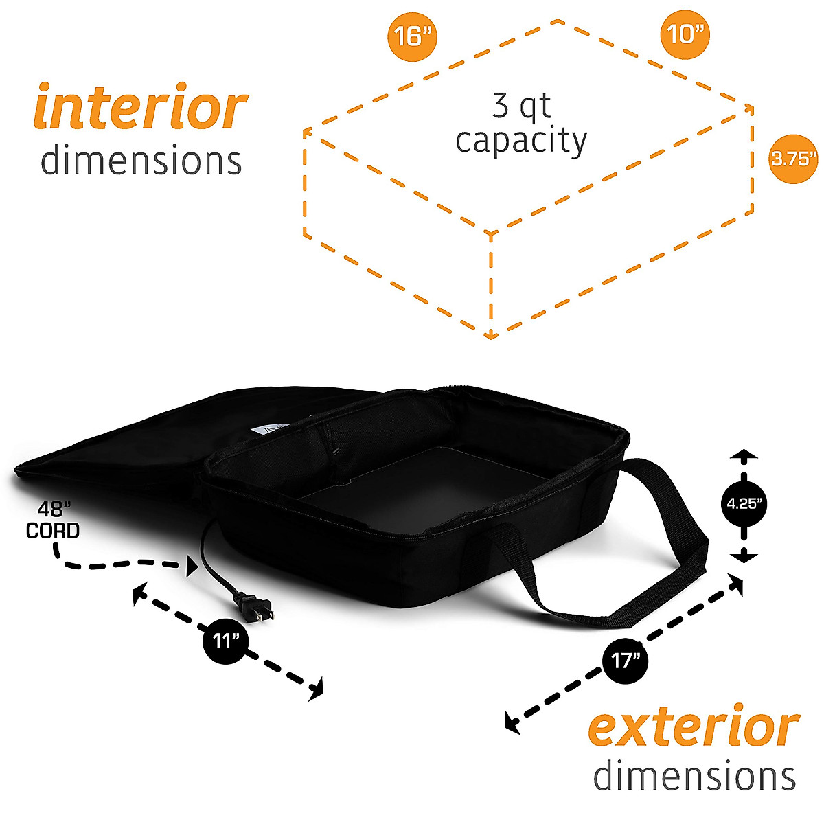 HotLogic Max Large Portable Electric Food Heater - Innovative Food Warmer and Heated Lunch Box for Adults Car/Home - Easily Cook, Reheat, and Keep Your Food Warm - Black - 120V