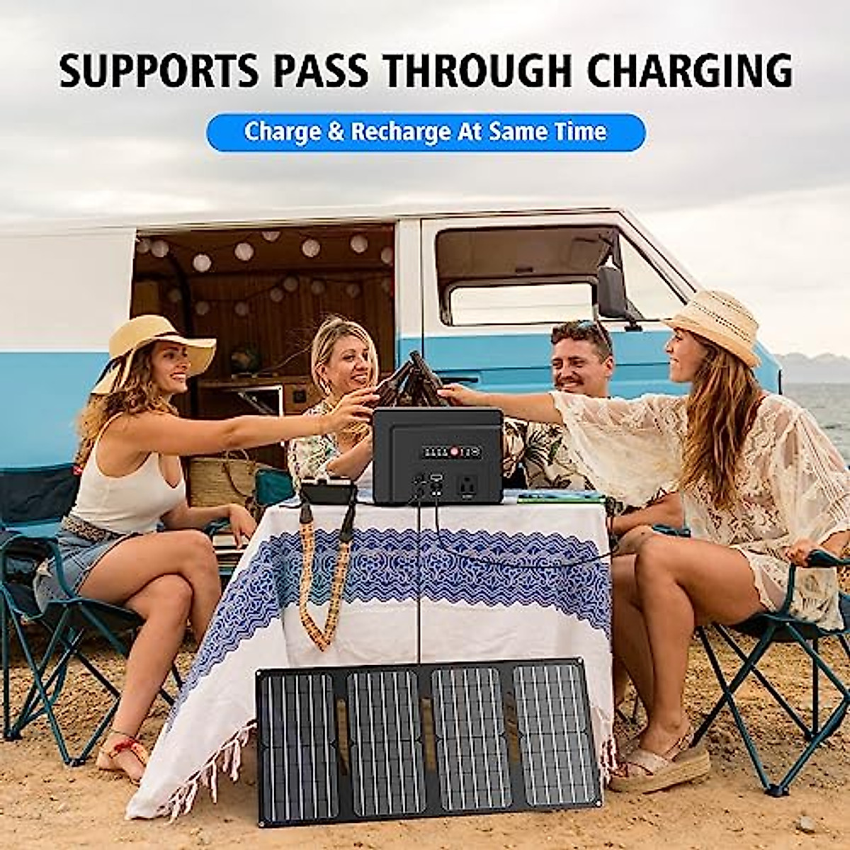Powkey Portable Power Station 100W/97.68Wh Camping Portable Generator Laptop Power Bank with AC Outlet 26400mAh Fast Charging Battery Pack with PD65W USB C Power Supply for Outdoor Camping Home Backup