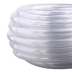 DERNORD PVC Tubing 3/4"ID X 1"OD Flexible Clear Vinyl Hose 50 Feet for Food Grade