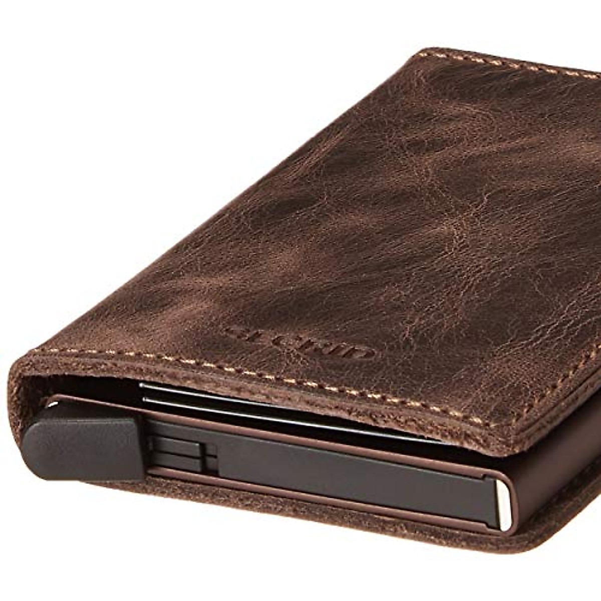 Secrid - Slim Wallet Genuine Vintage Leather RFID Safe Card Case for max 12 Cards (Chocolate) (Chocolate)