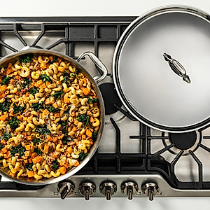 All-Clad D3 3-Ply Stainless Steel Large Frying Pan 7 Quart, Induction Oven Broiler Safe 600F, Kitchen Frying Pan, Fast & Even Heat, Fry Pan, Compatible with All Stovetops, Pots & Pans, Cookware Silver