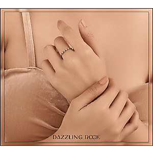 Dazzlingrock Collection Alternate Round Garnet & White Diamond Stackable Wedding Ring Band for Women in 14K Yellow Gold Size 6