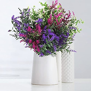 FYY Artificial Lavender Flowers Outdoor Plants (12 Bundles) Outdoor Artificial Plants UV Resistant - Plastic Flowers Lavender Spring Fake Flowers - Floral Arrangement for Porch Window Box Decor